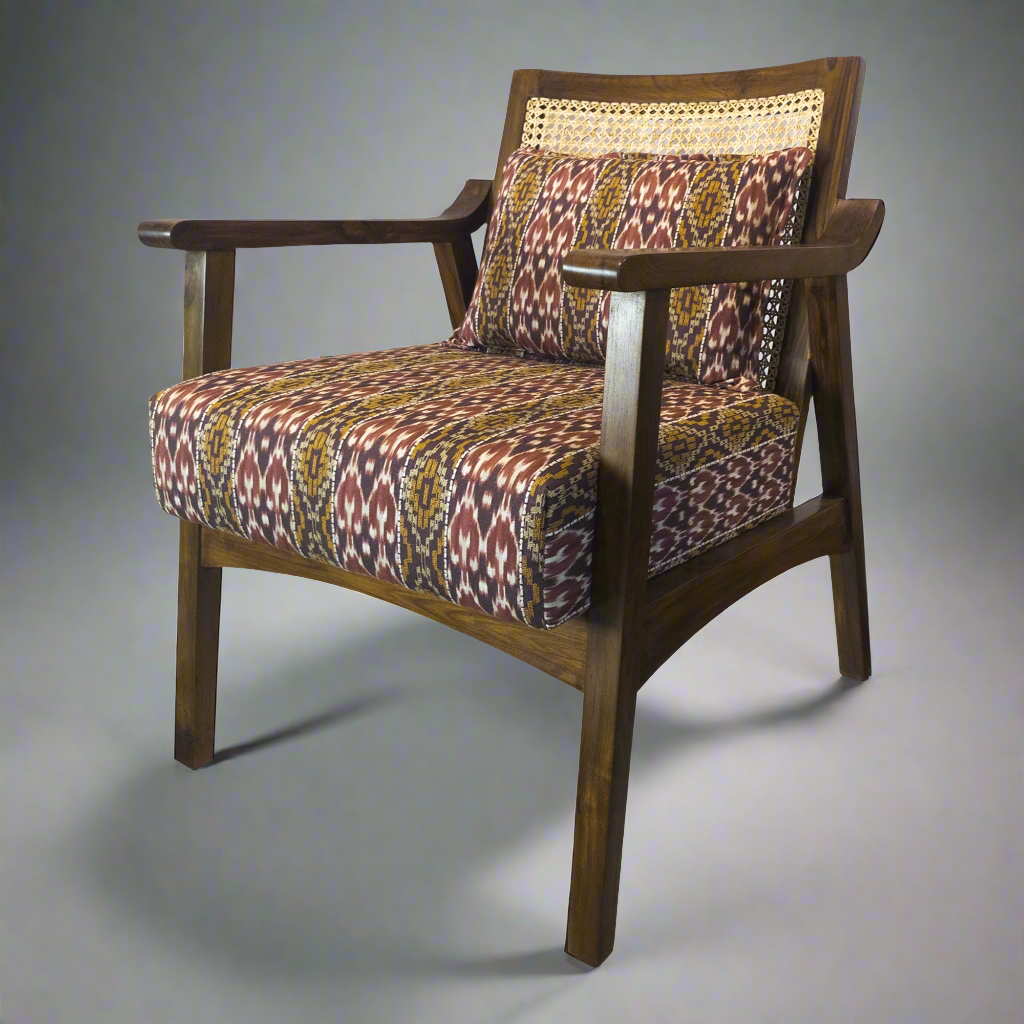 Bourbon Ashwood Mid-century Modern Natural Rattan Weave and Cushion ...